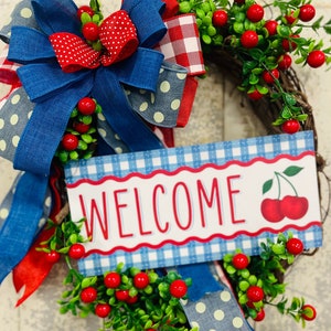 Cherry Welcome, Cherry Wreath, Summer Wreath, Summer Grapevine Wreath ...