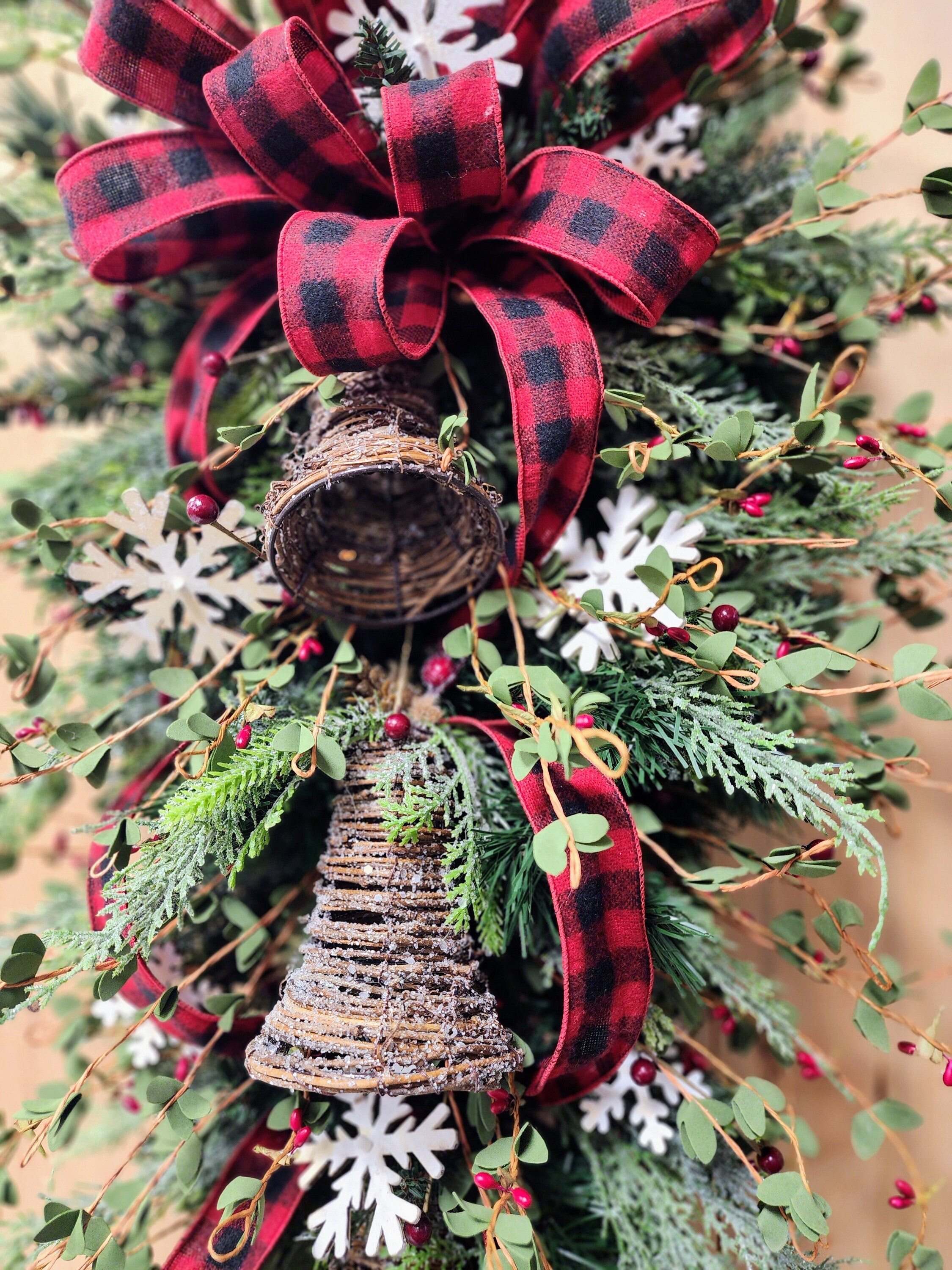 Rustic Bells, Winter Swag, Winter Bells Swag, Buffalo Plaid Swag ...
