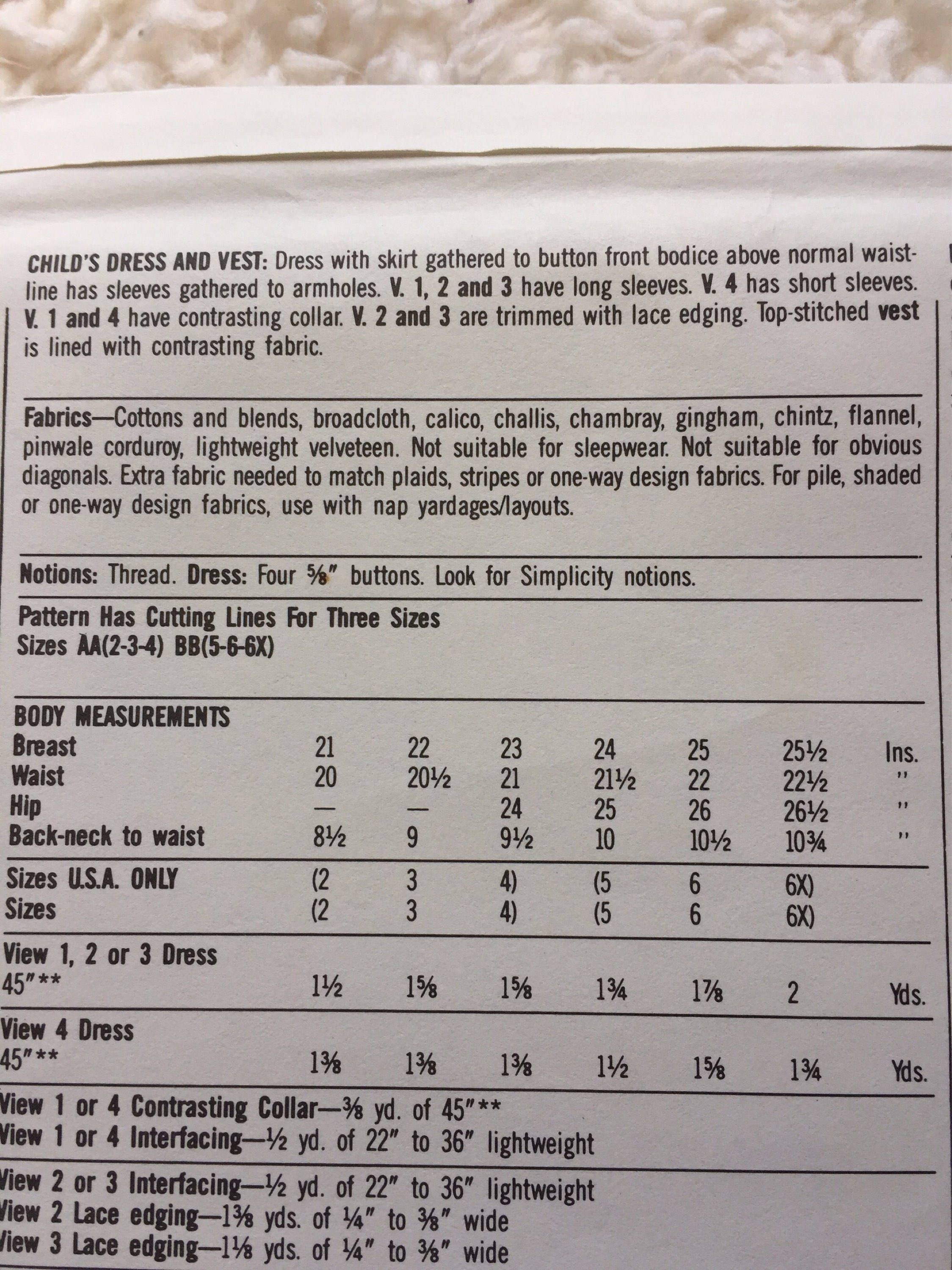 Simplicity 8576 Little Girls 5-6x Dress and Vest Pattern - Etsy UK