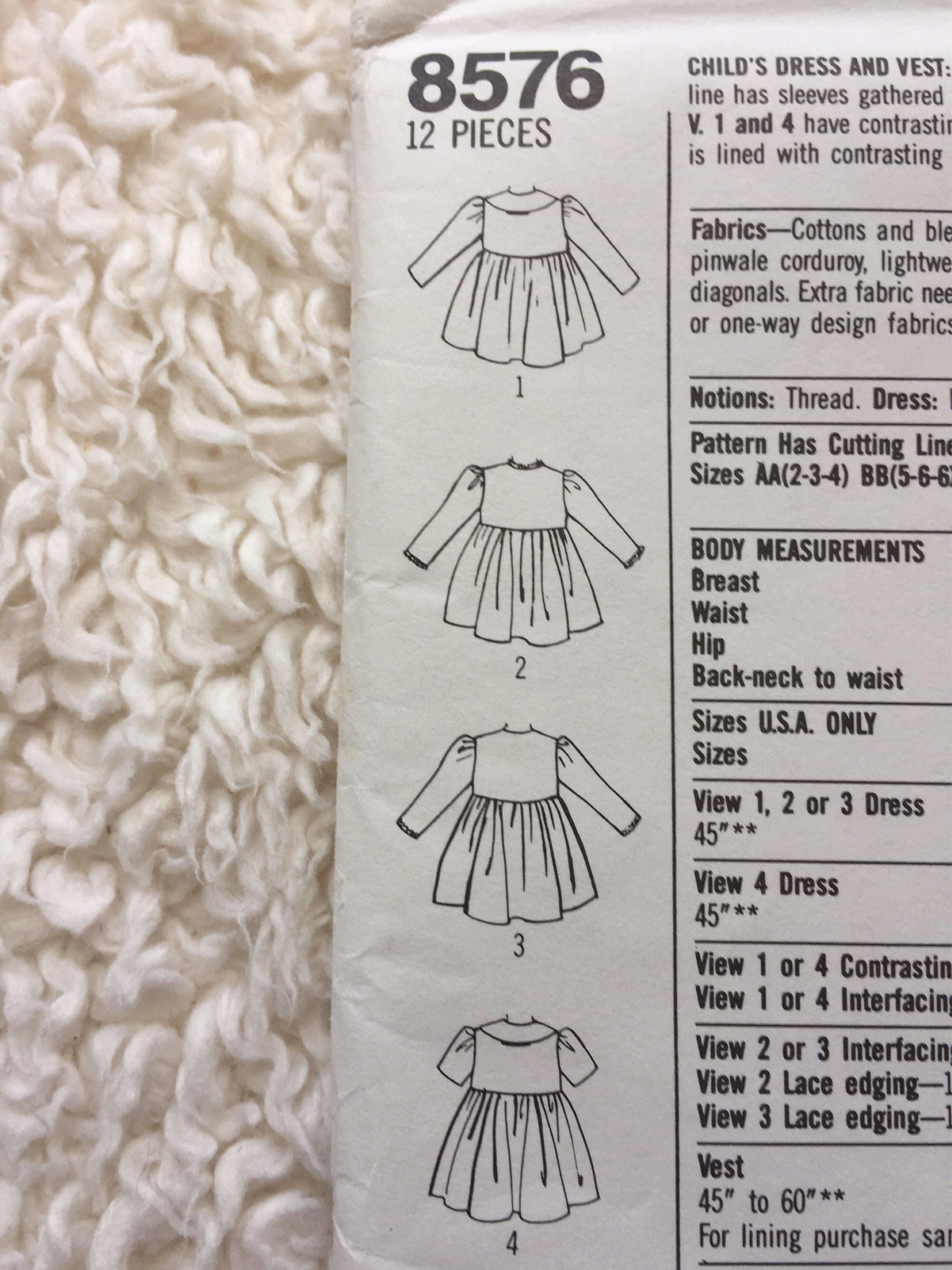 Simplicity 8576 Little Girls 5-6x Dress and Vest Pattern - Etsy UK