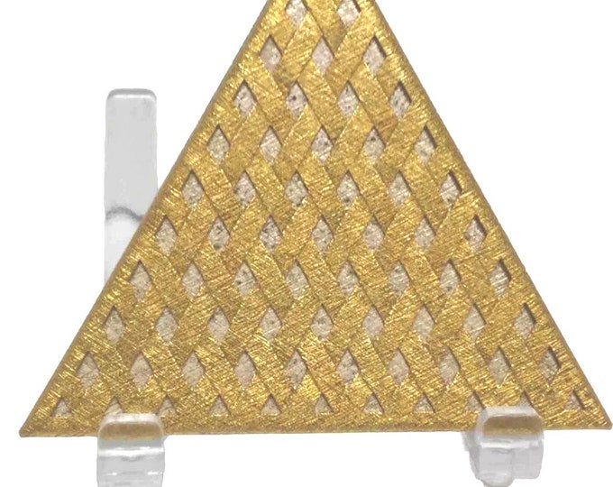 Unused Faberge Triangle Shaped Powder Compact Basket Weave Silver Gold ...