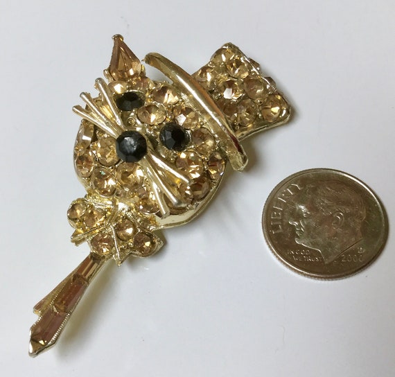 Signed Pell Chanpange Rhinestone Cat in Hat Brooch | Etsy