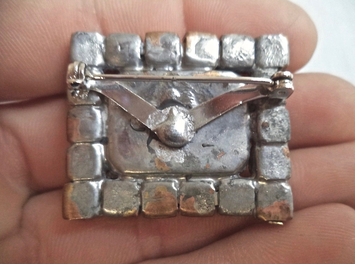 Vintage Czech Bohemian Rectangular Pin Brooch With 19 Amazing - Etsy