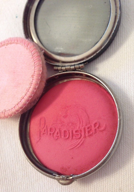 Vintage Paradiser Unused Rouge Compact Puff Black Ena… - Gem