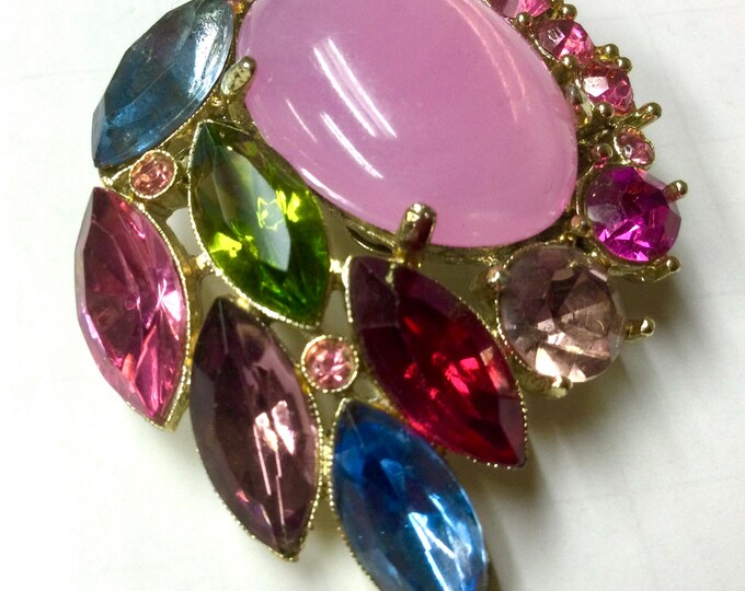 Vintage Large Pastel Juliana Brooch Pink Rhinestones Outstanding - Etsy