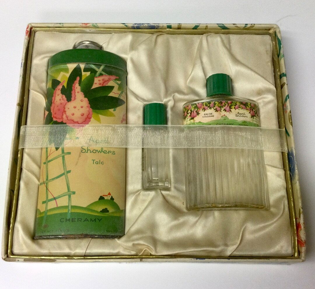 Original Box April Showers Set Cologne Perfume Talc Vintage - Etsy