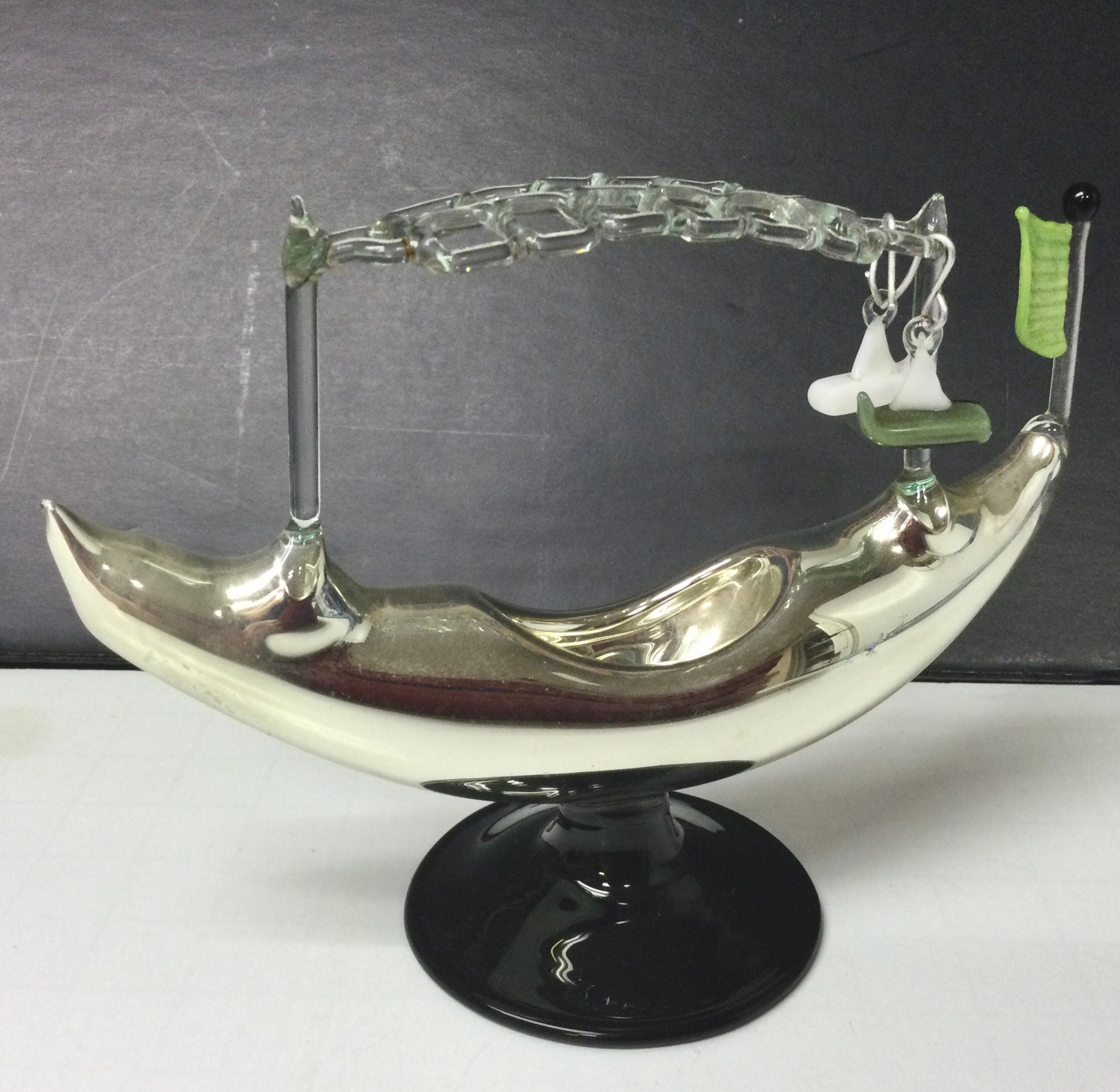 Vintage German Mercury Glass Bimini Boat Charms Flags Pedestal - Etsy