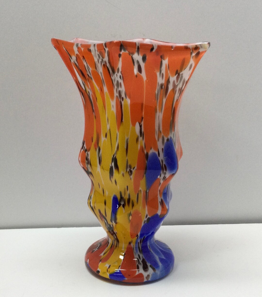 Czechoslovakian Glass Vase Multi Color Hexagonal Top Vintage - Etsy
