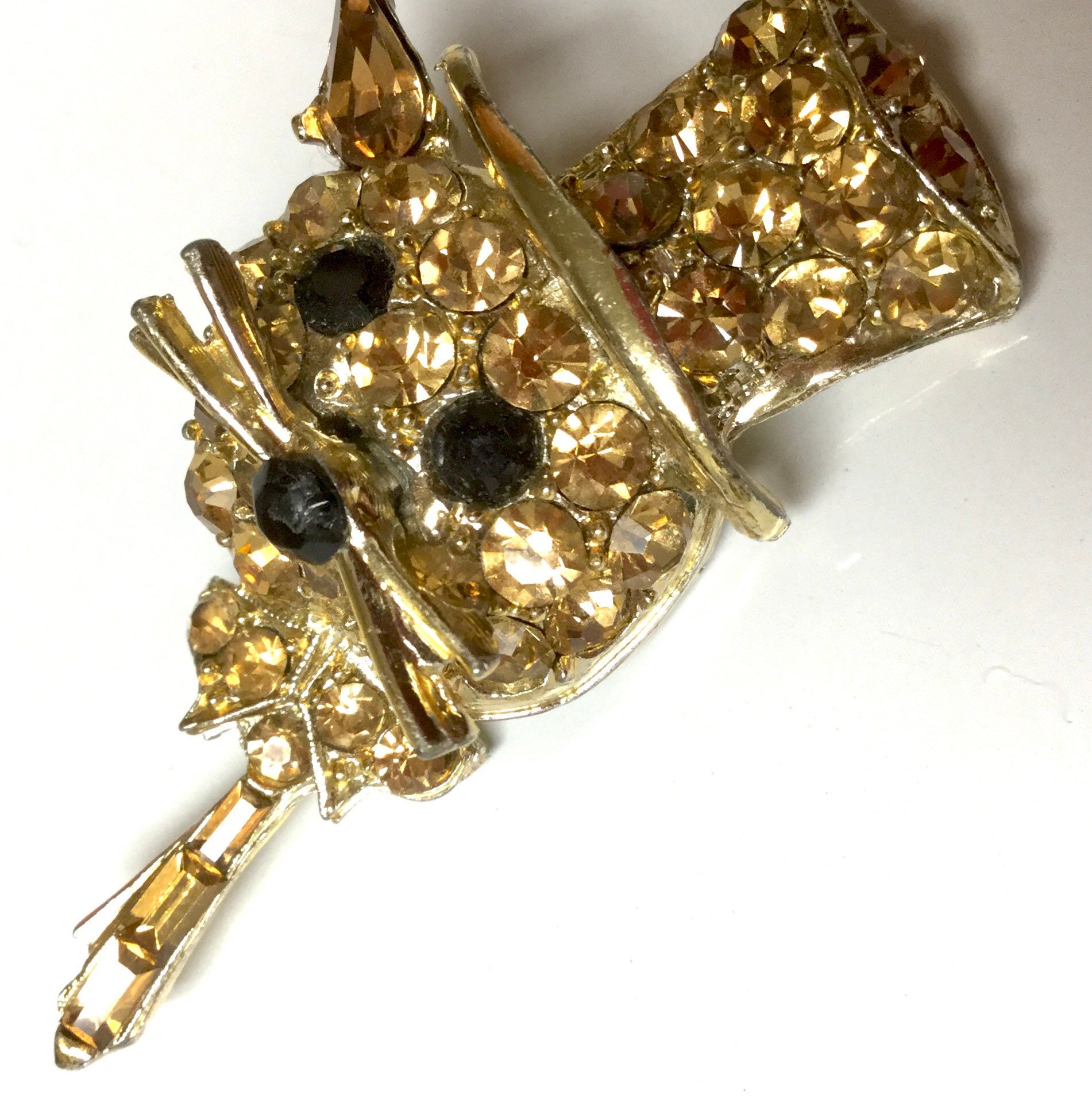 Signed Pell Chanpange Rhinestone Cat in Hat Brooch | Etsy