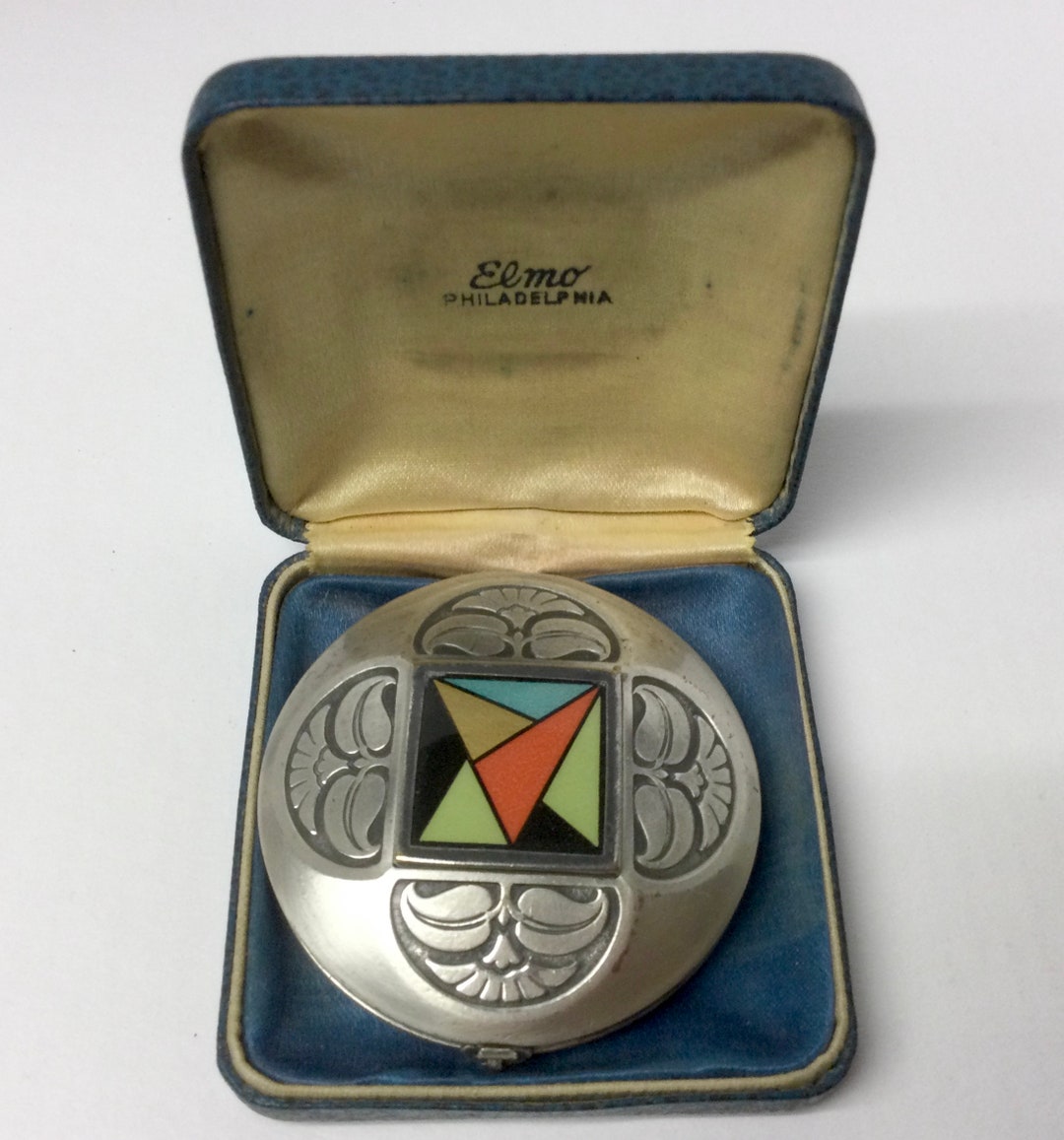 Rare Elmo Powder Rouge Compact Presentation Box 1910 Silver Plate ...