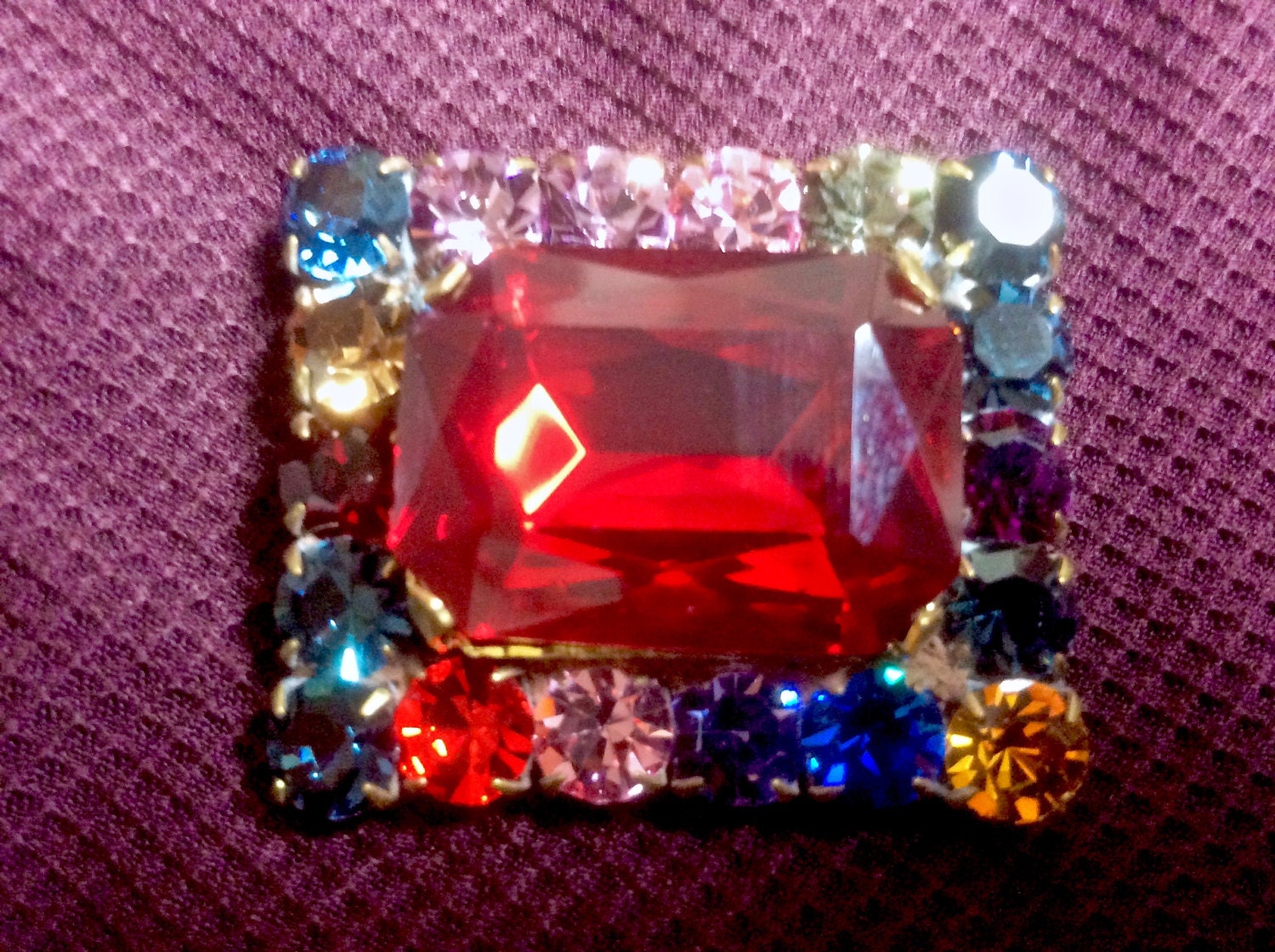 Vintage Czech Bohemian Rectangular Pin Brooch With 19 Amazing - Etsy