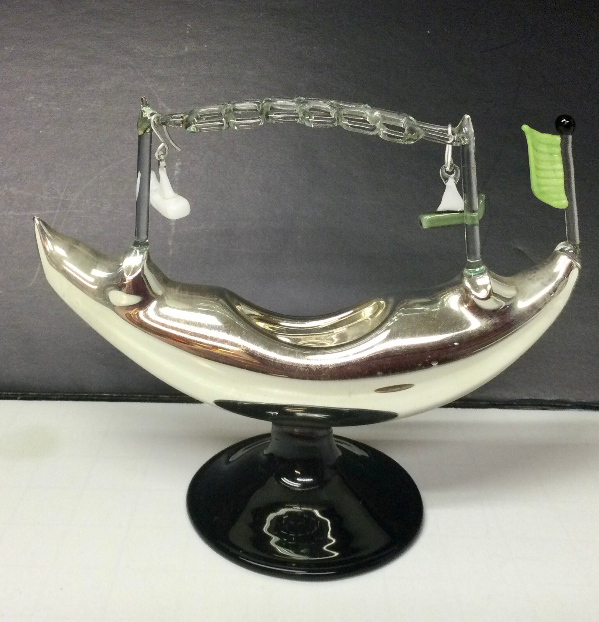 Vintage German Mercury Glass Bimini Boat Charms Flags Pedestal - Etsy