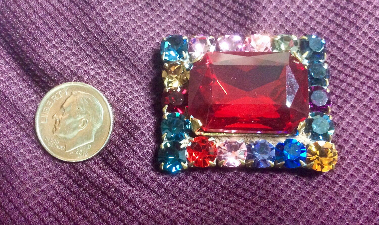 Vintage Czech Bohemian Rectangular Pin Brooch With 19 Amazing - Etsy