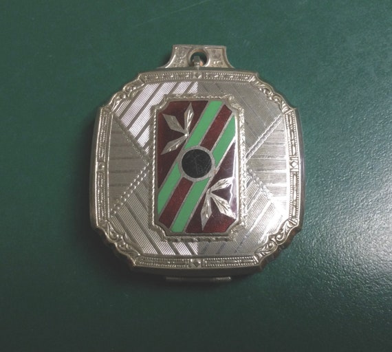 Vintage Evans Art Deco Powder Rouge Compact Enamel Ge… - Gem