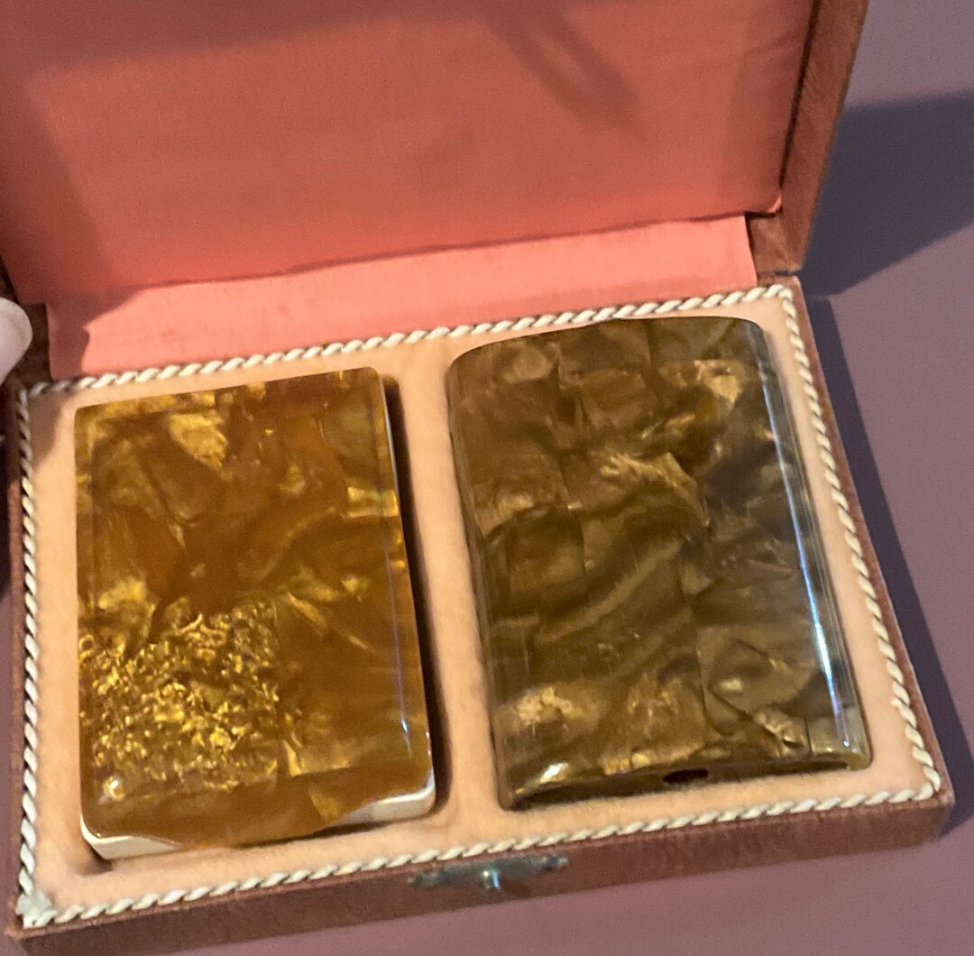 Art Deco Bakelite and Celluloid Powder Compact and Lighter Set Original ...