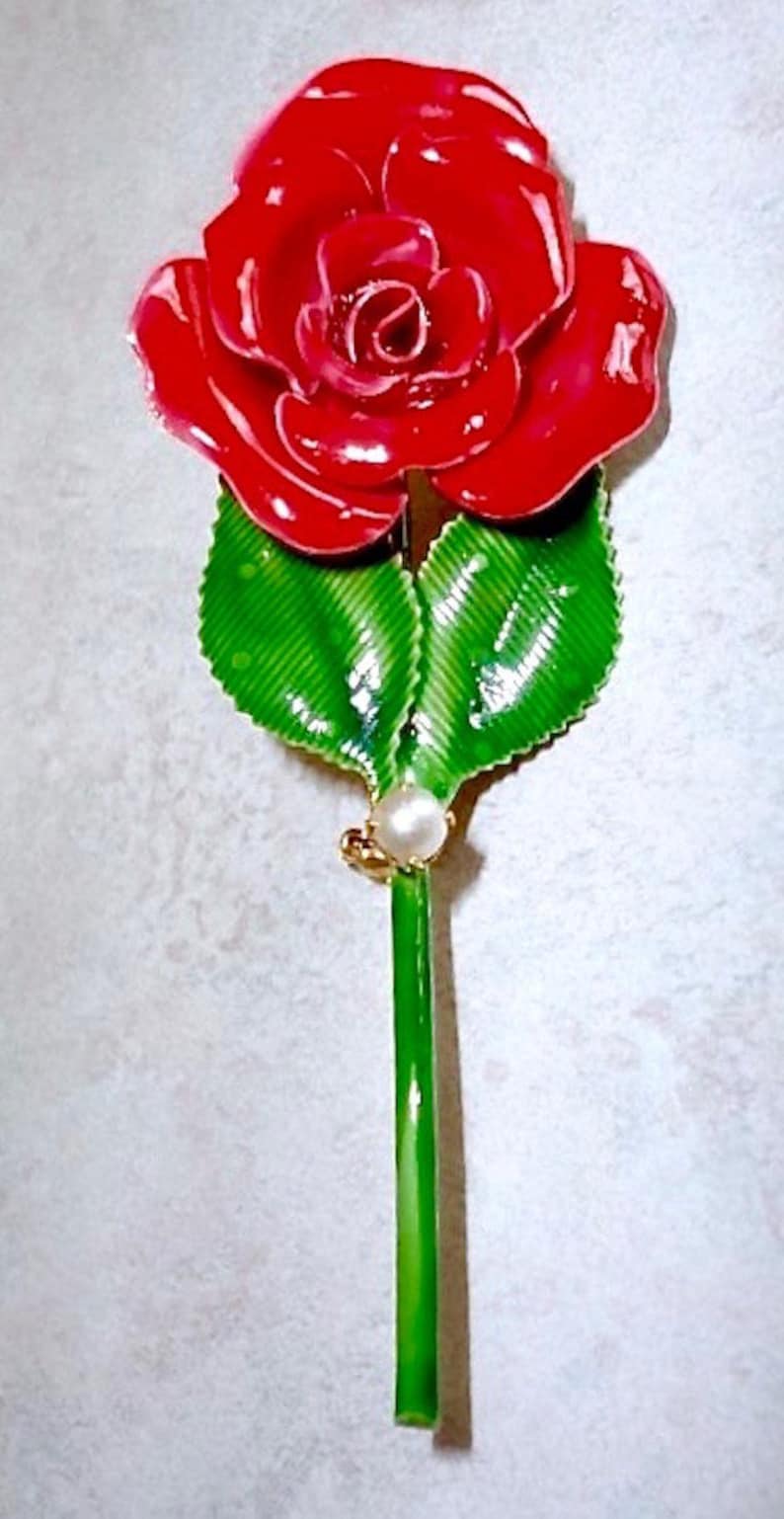 Miniature Vintage Signed Original by Robert One Red Rose on a - Etsy ...
