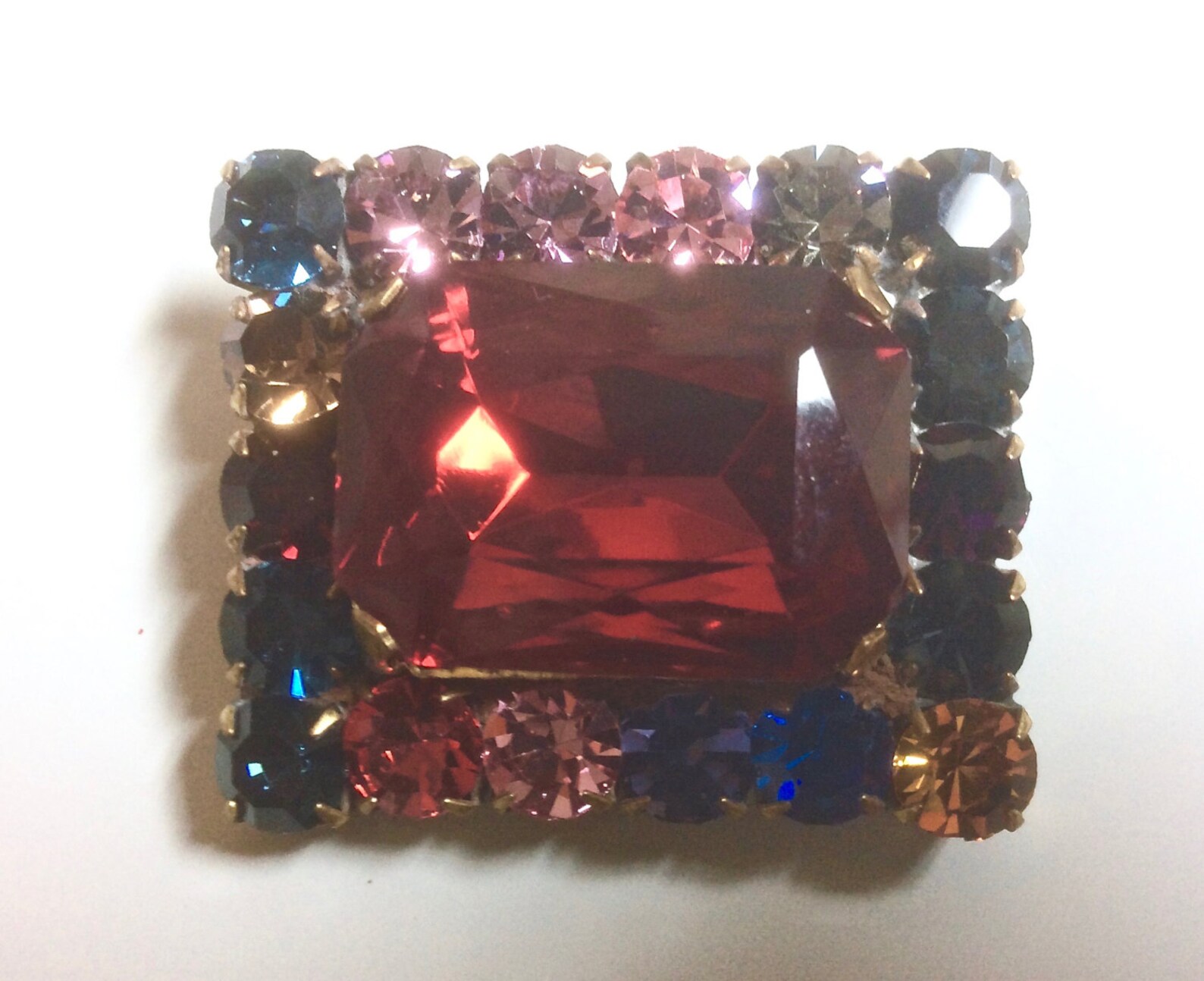 Vintage Czech Bohemian Rectangular Pin Brooch With 19 Amazing - Etsy