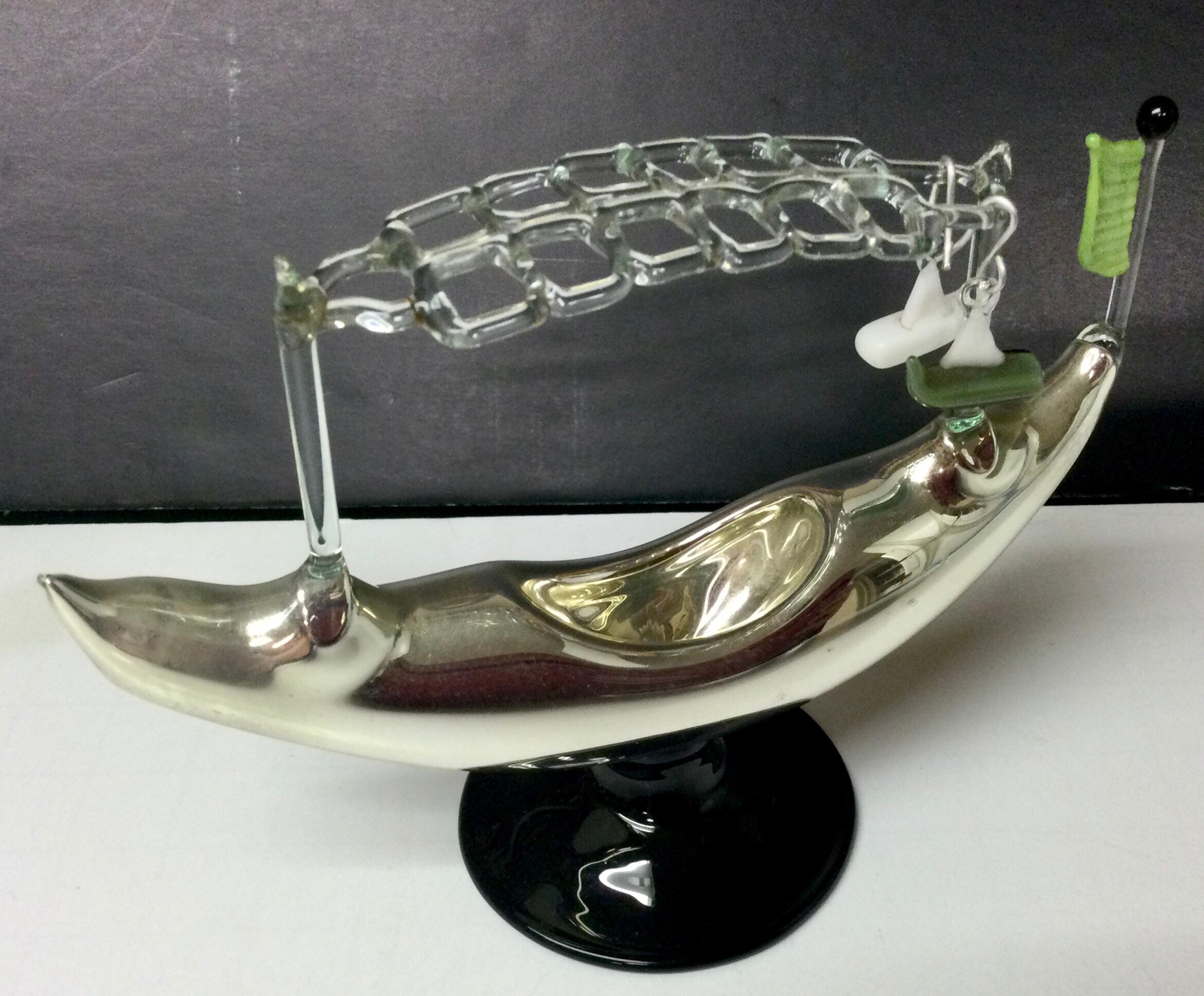 Vintage German Mercury Glass Bimini Boat Charms Flags Pedestal - Etsy