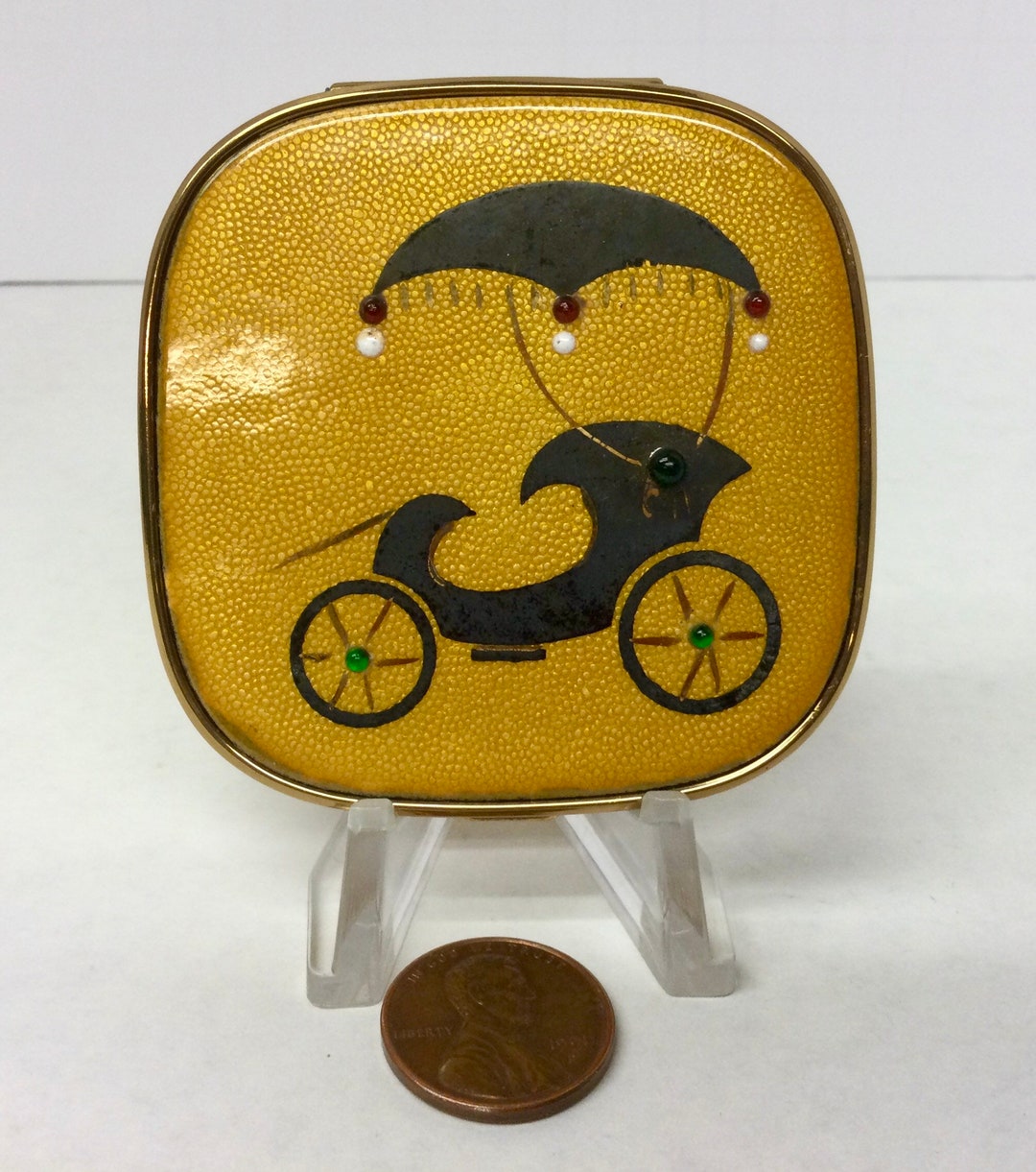 Outstanding Vintage Evans Powder Compact Guilloche Jewels Cabochons ...