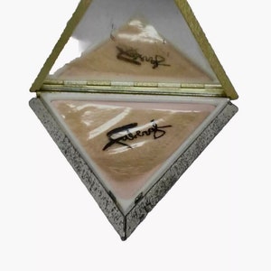 Unused Faberge Triangle Shaped Powder Compact Basket Weave Silver Gold ...