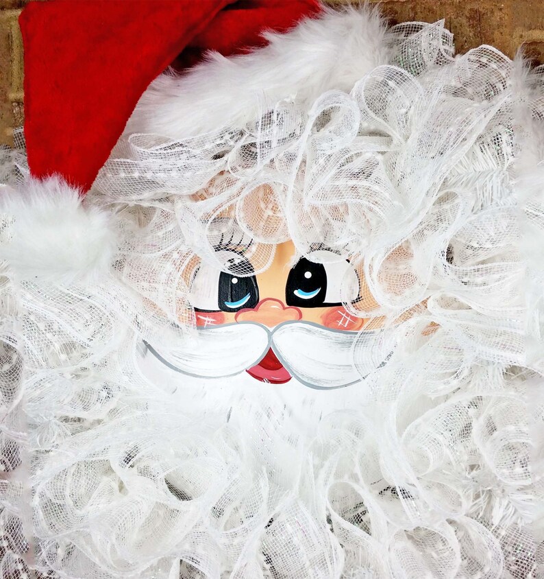 Santa Face Wreath Ruffled Snow Mesh Wreath Christmas Wreath Holiday ...
