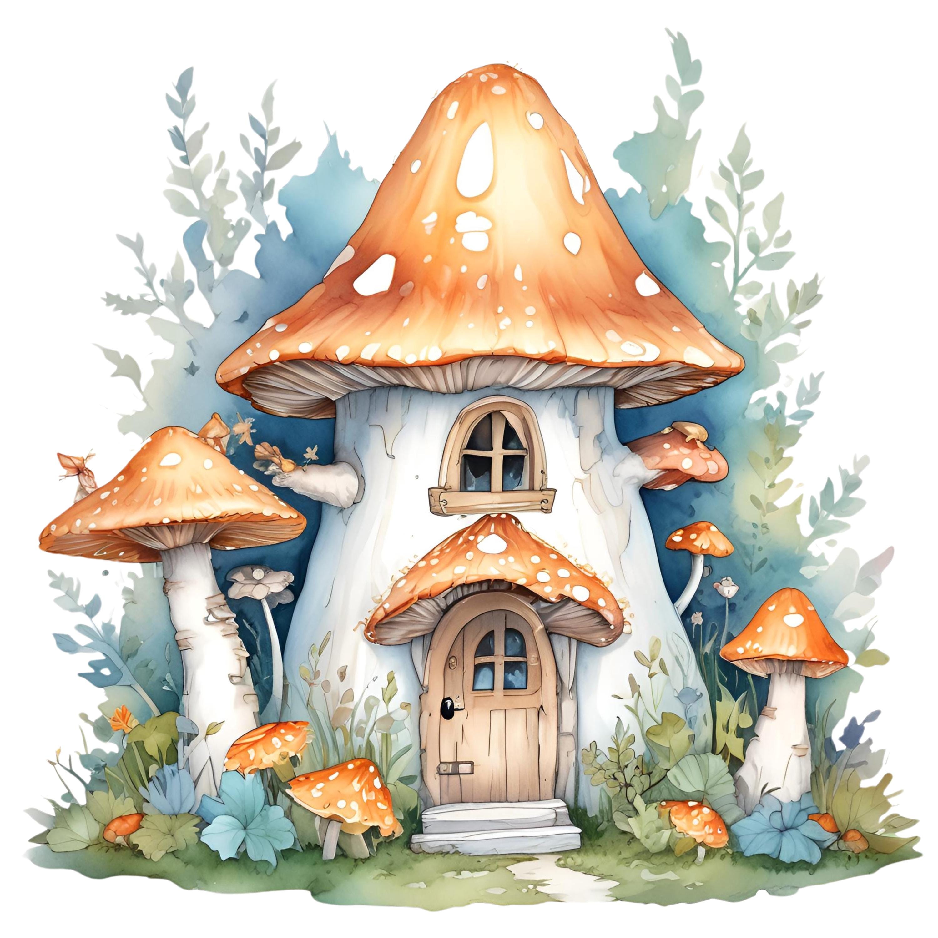 16 Mushroom Fairy House Clipart Bundle | Whimsical Woodland Cottage PNG ...