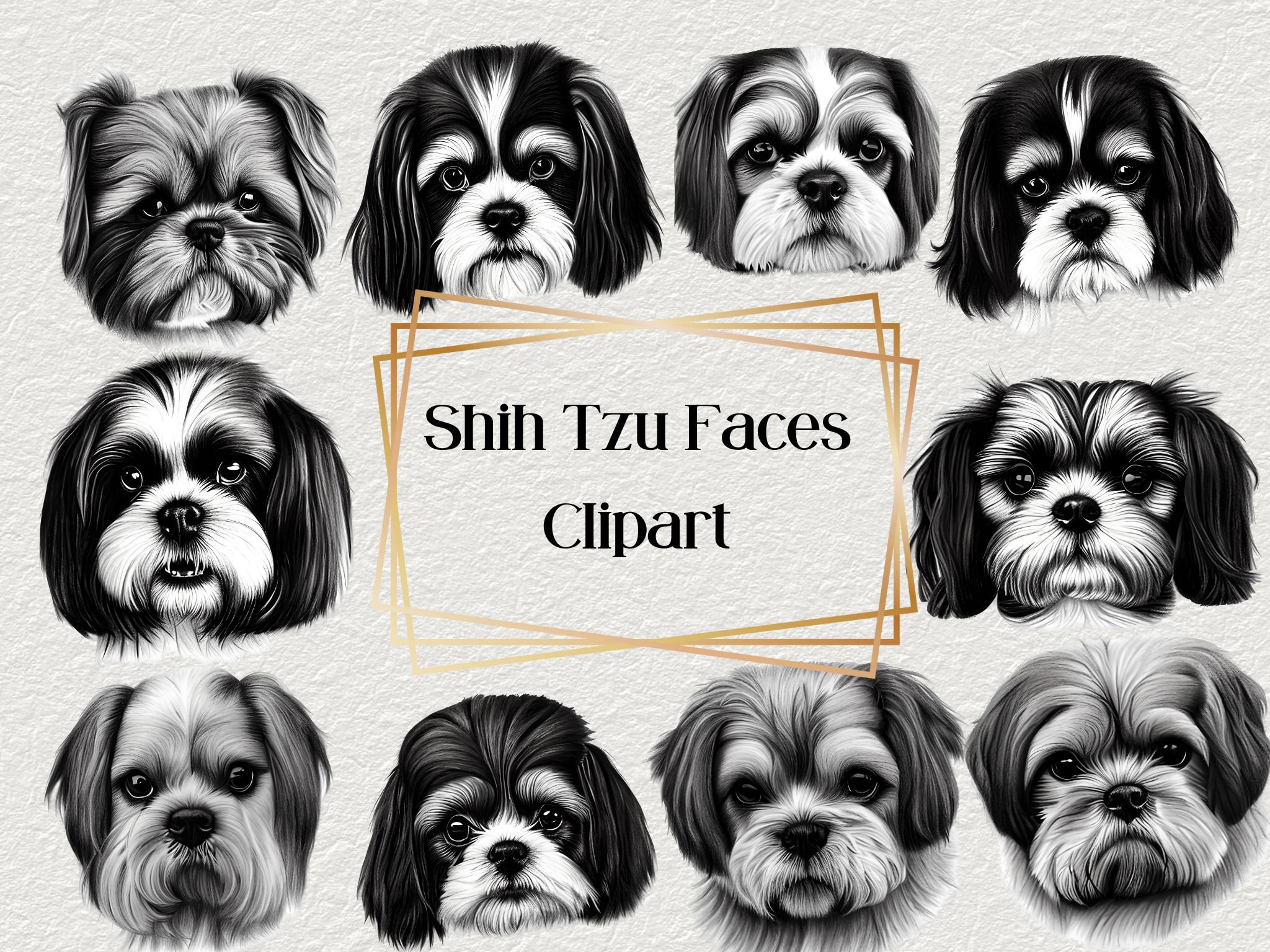 Shih Tzu Face Sketch Cip Arts Shih Tzu Dogs Digital Download - Etsy