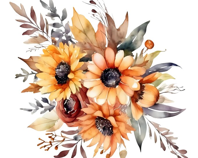 Boho Floral Clipart, Daisy Clipart, Boho Clipart, Flower Clipart ...