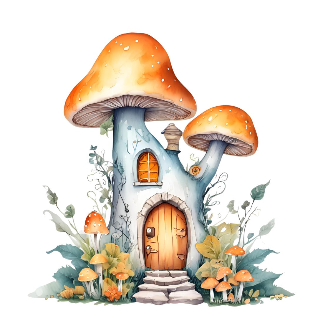 16 Mushroom Fairy House Clipart Bundle | Whimsical Woodland Cottage PNG ...