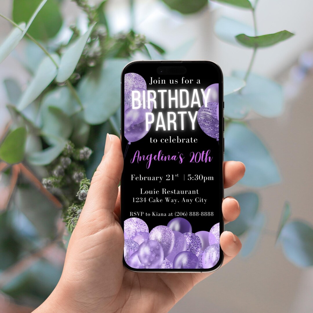Editable Birthday Party Invite, Text Message Phone Invite Any Age ...
