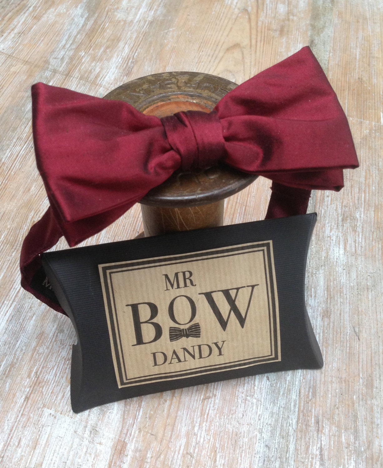 Dapper Bow Tie in Burgundy. Sumptuous 100% Silk With Satin - Etsy