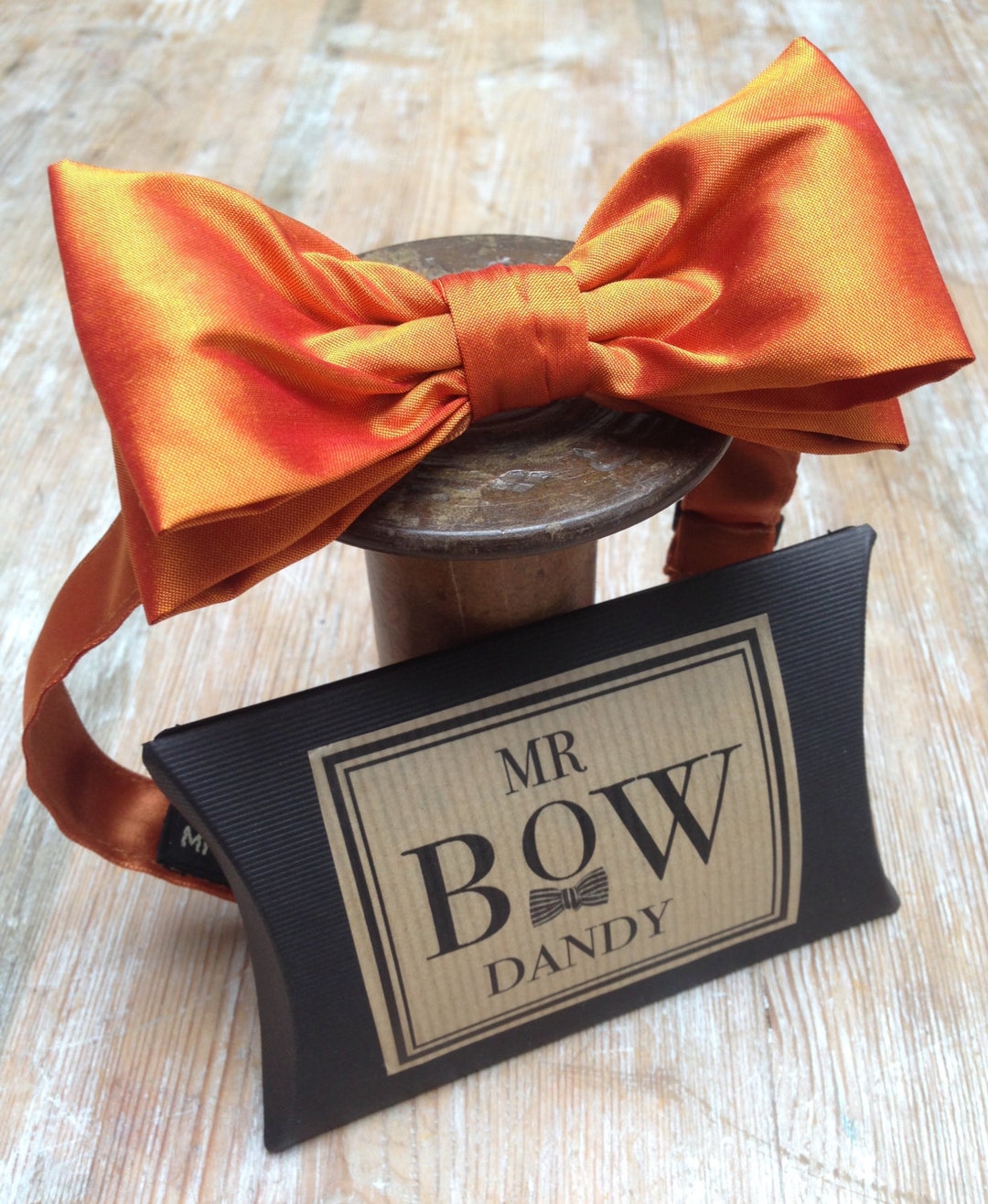 Dapper Bow Tie in Tangerine. Sumptuous 100% Silk With Satin Adjustable ...