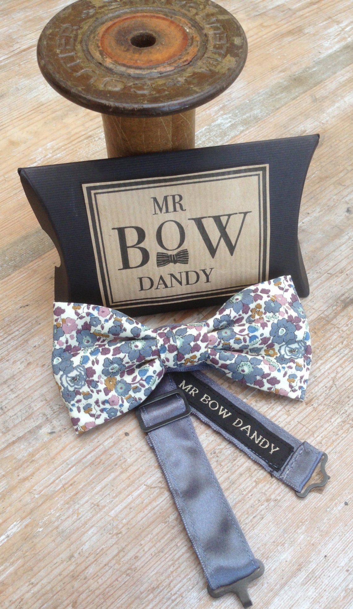 Dapper Bow Tie in Liberty 'betsy' Greys. 100% Cotton With Adjustable ...