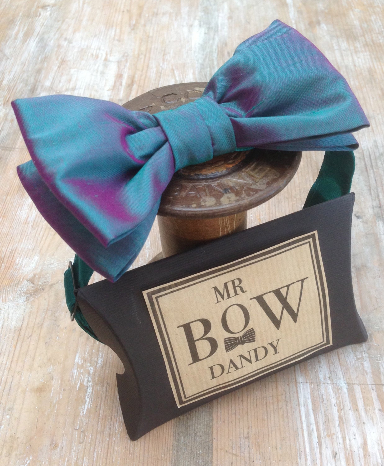 Dapper Bow Tie in Peacock. Sumptuous 100% Silk With Satin - Etsy