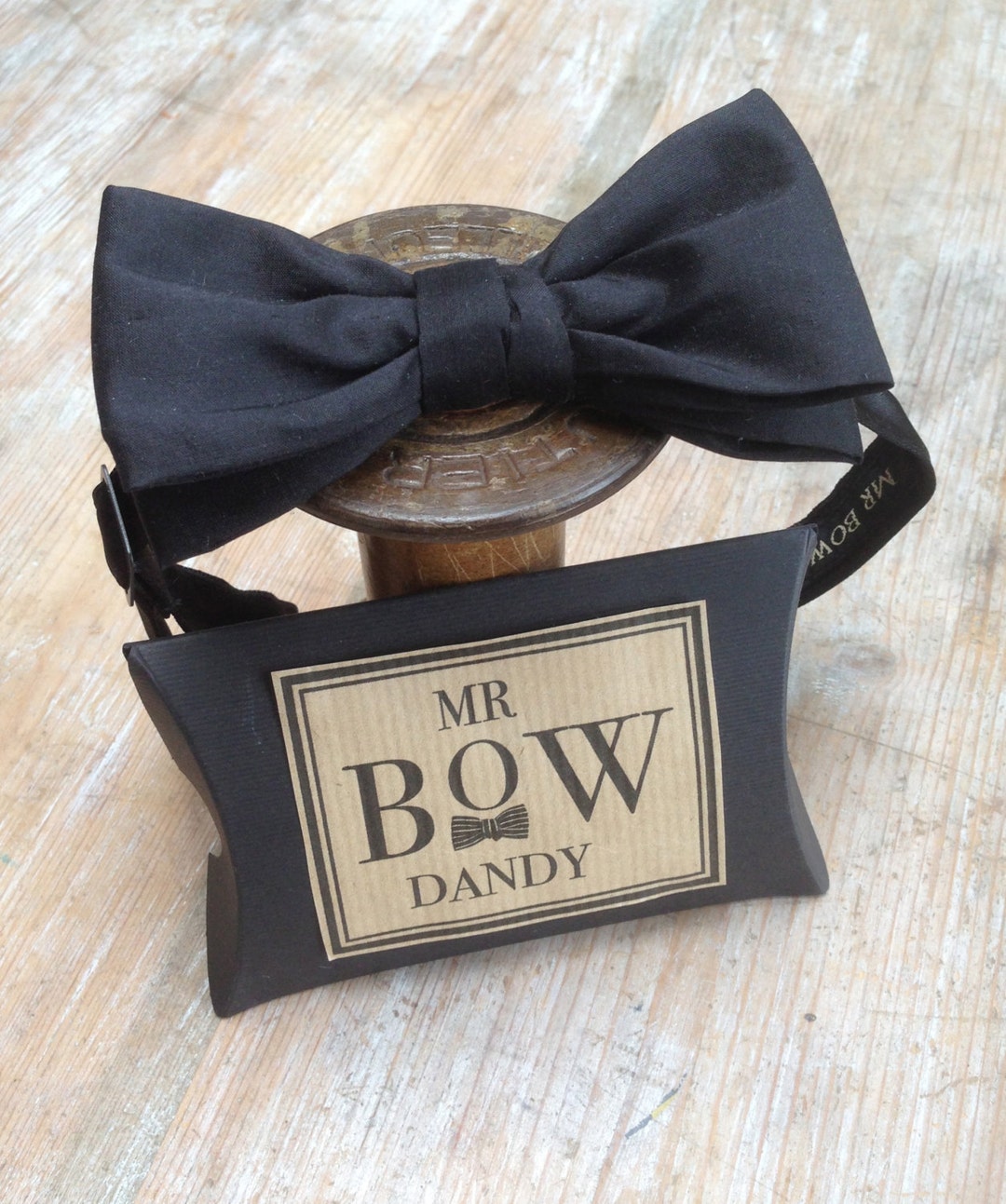 Dapper Bow Tie in Black Sumptuous 100% Silk With Satin Adjustable Neck ...