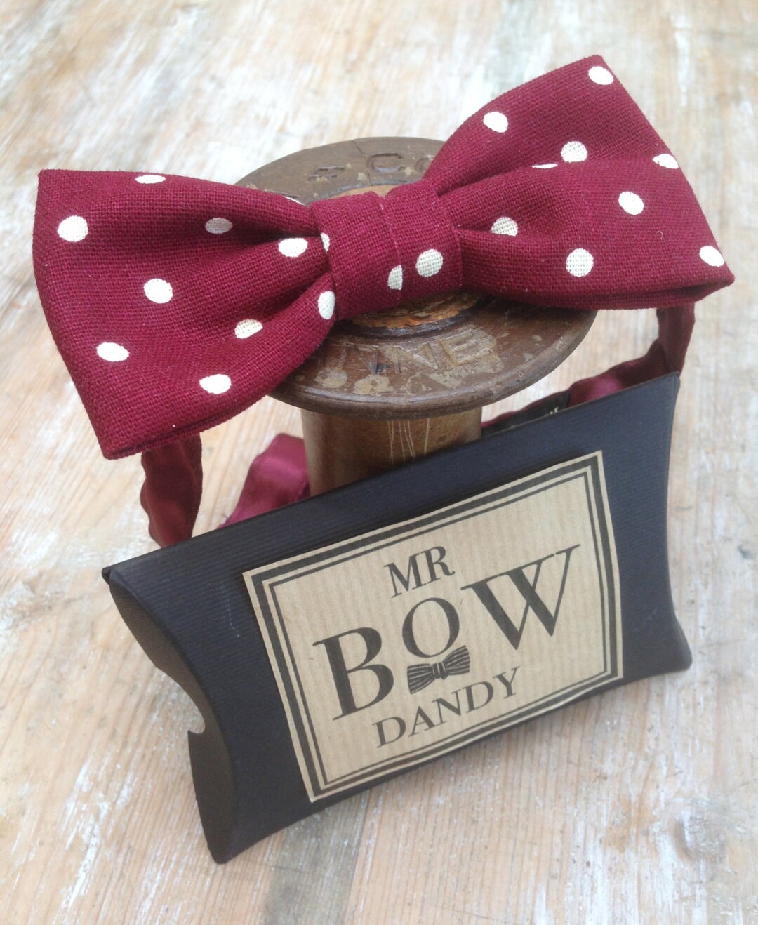 Dapper Bow Tie in Polka Dot Spots in Burgundy & White. 100% Cotton With ...