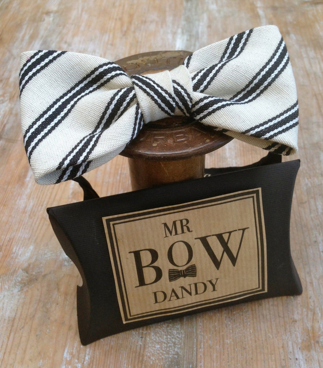 Dapper Bow Tie in Black/natural. 100% Organic Cotton With Adjustable ...
