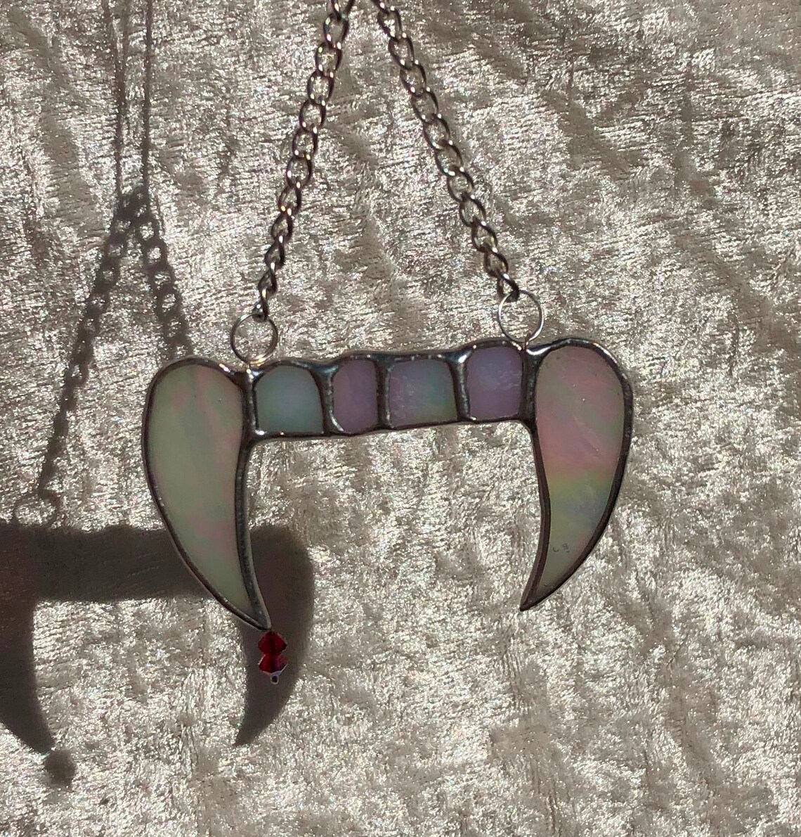 Stained Glass Fangs, Swarovski Crystal 'blood' Drops, Gothic Decor ...