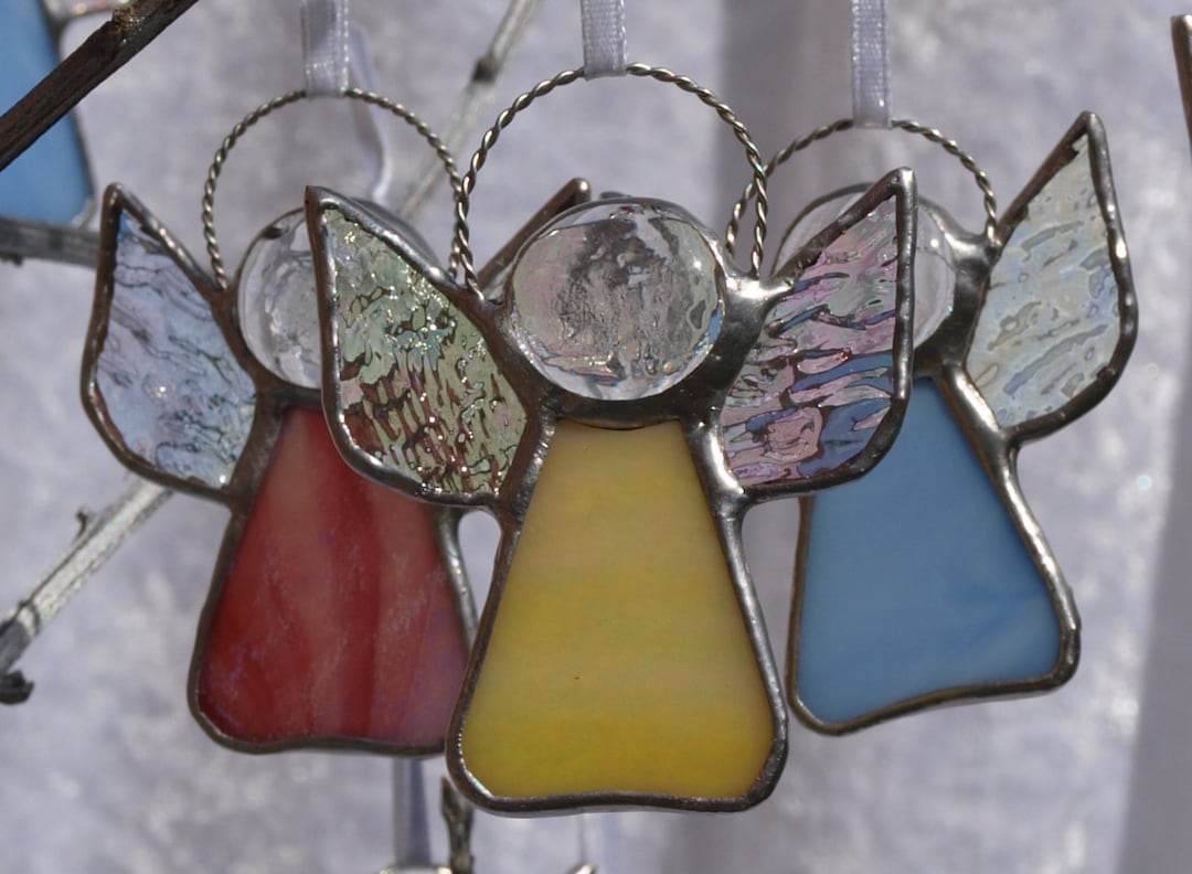 Stained Glass Angel Christmas Ornament, Handmade Guardian Angel Decor ...