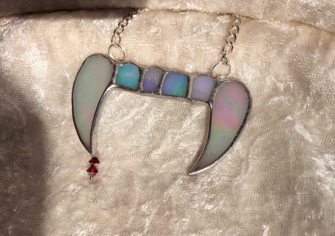 Stained Glass Fangs, Swarovski Crystal 'blood' Drops, Gothic Decor ...
