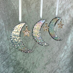 Moon and Star, Glass Moon, Christmas Ornament, Tree Decoration ...