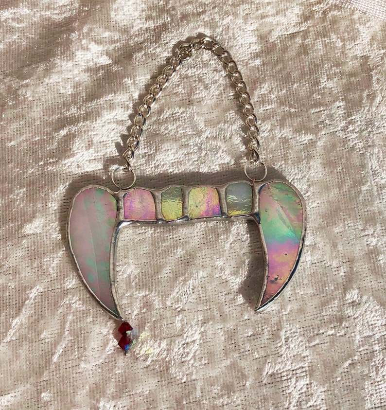 Stained Glass Fangs, Swarovski Crystal 'blood' Drops, Gothic Decor ...