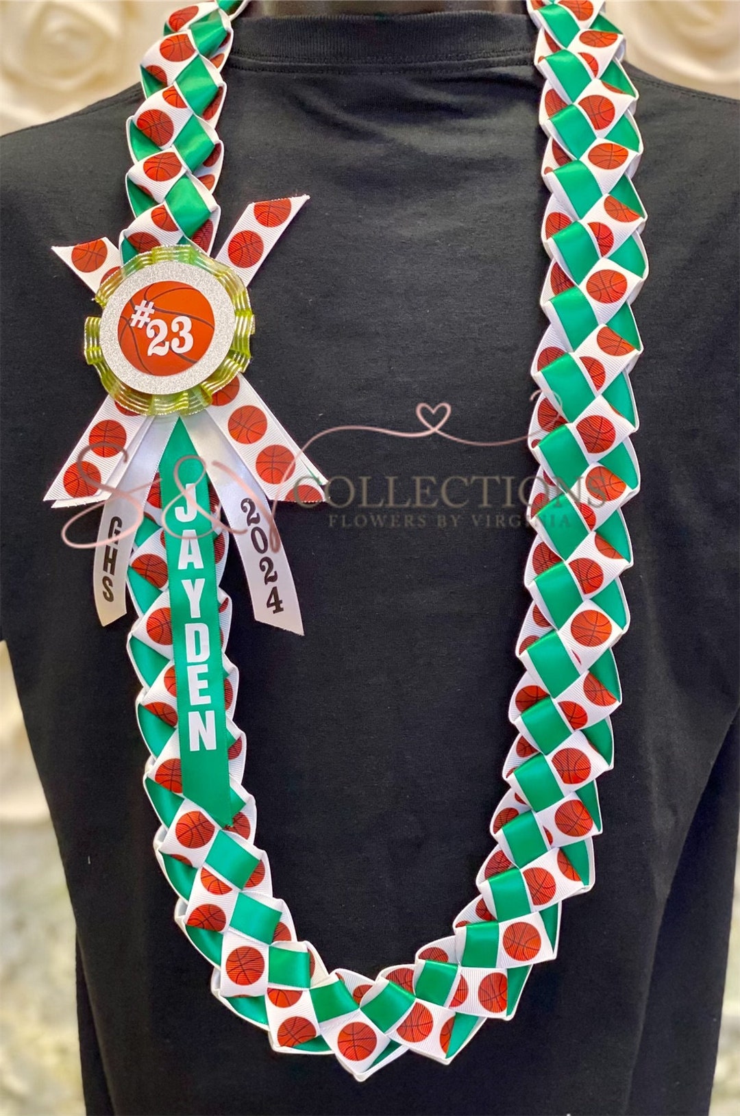 Basketball Ribbon Lei/graduation Leis/ Senior Night/sport Night/spirit ...