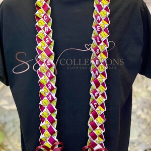 Personalized Softball Graduation Lei, Custom Ribbon Lei, Senior Night ...