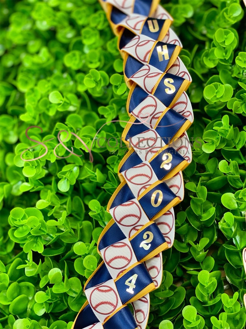 Personalized Baseball Lei, Graduation Lei, Sports, Custom Name & Number ...