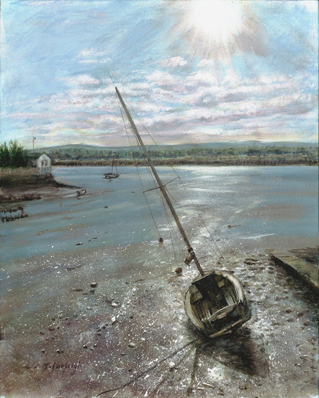 Boat Painting Boat Picture Boat Wall Art Estuary Painting - Etsy