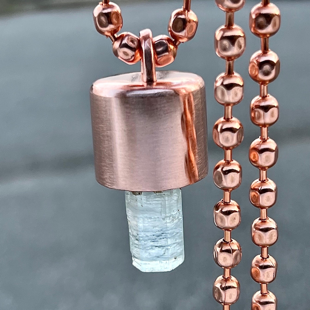 Aquamarine Crystal Key Necklace - Etsy