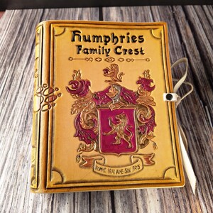 Custom 7"x9" Personalized Gift, Family Crest Leather Journal, Leather ...