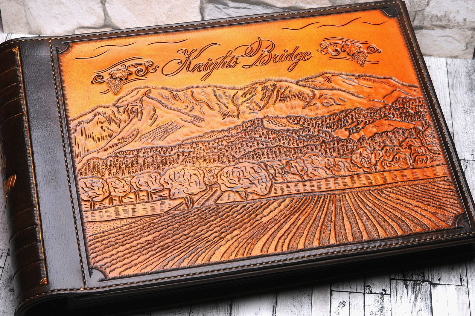 A3 Custom Leather Photo Album, 13x20 Inches Leather Book, Personalized ...