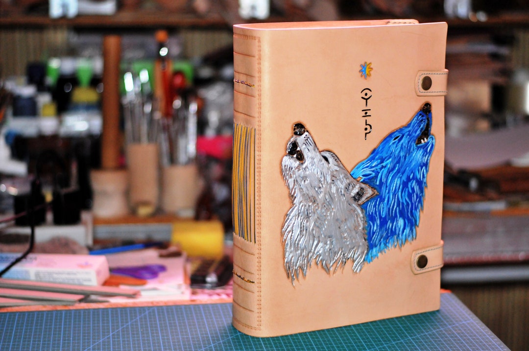 Wolf Journal, Large Leather Journal, A4 Custom Journal, Personalized ...